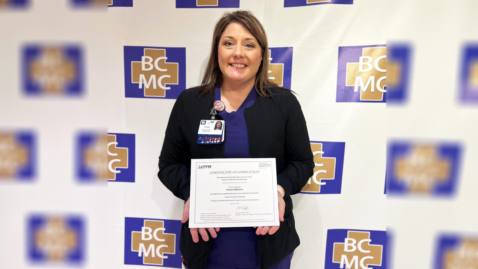 BCMC's Sharee Williams Completes MD Anderson’s Tobacco Treatment ...