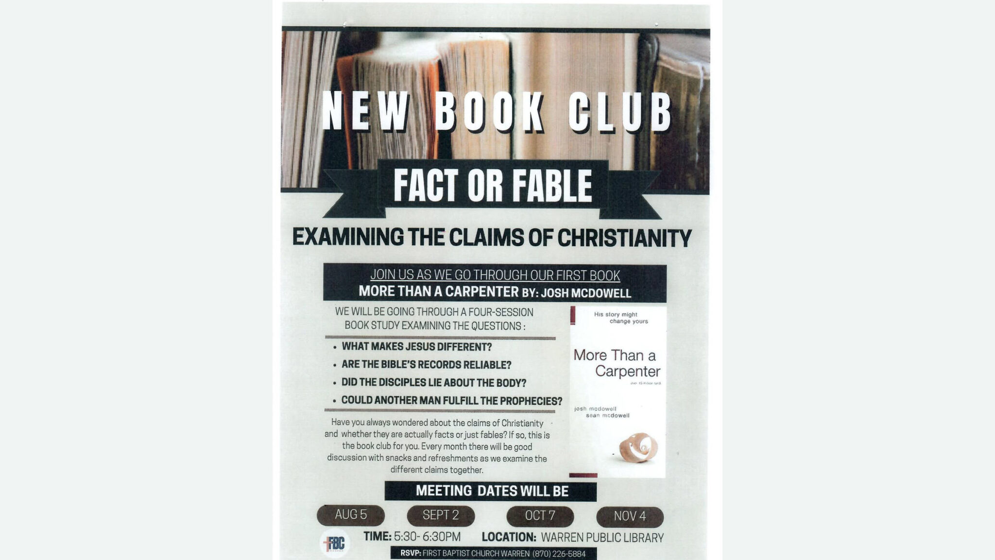 New Book Club at Warren Library - Saline River News