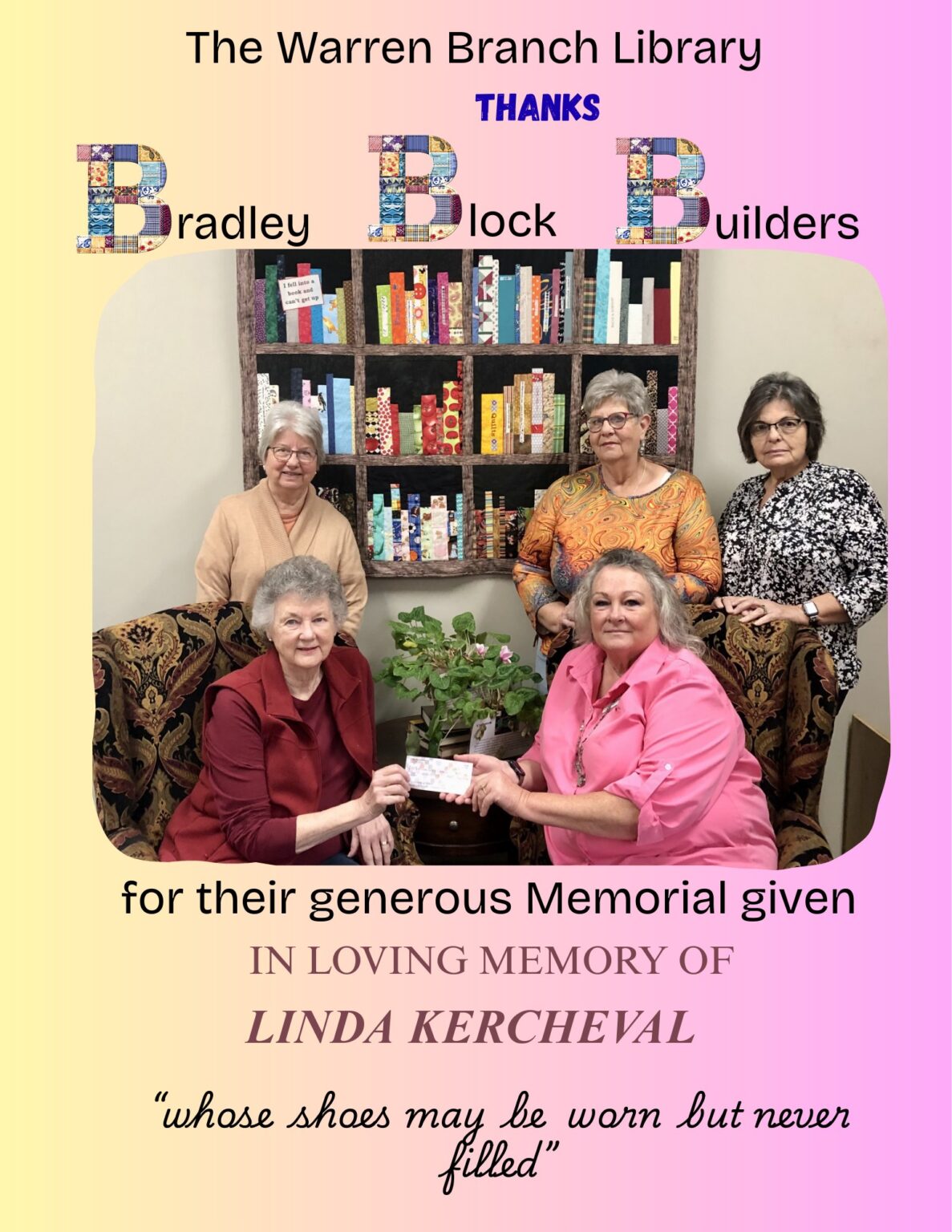 Warren Branch Library recognizes memorial donation honoring Linda ...