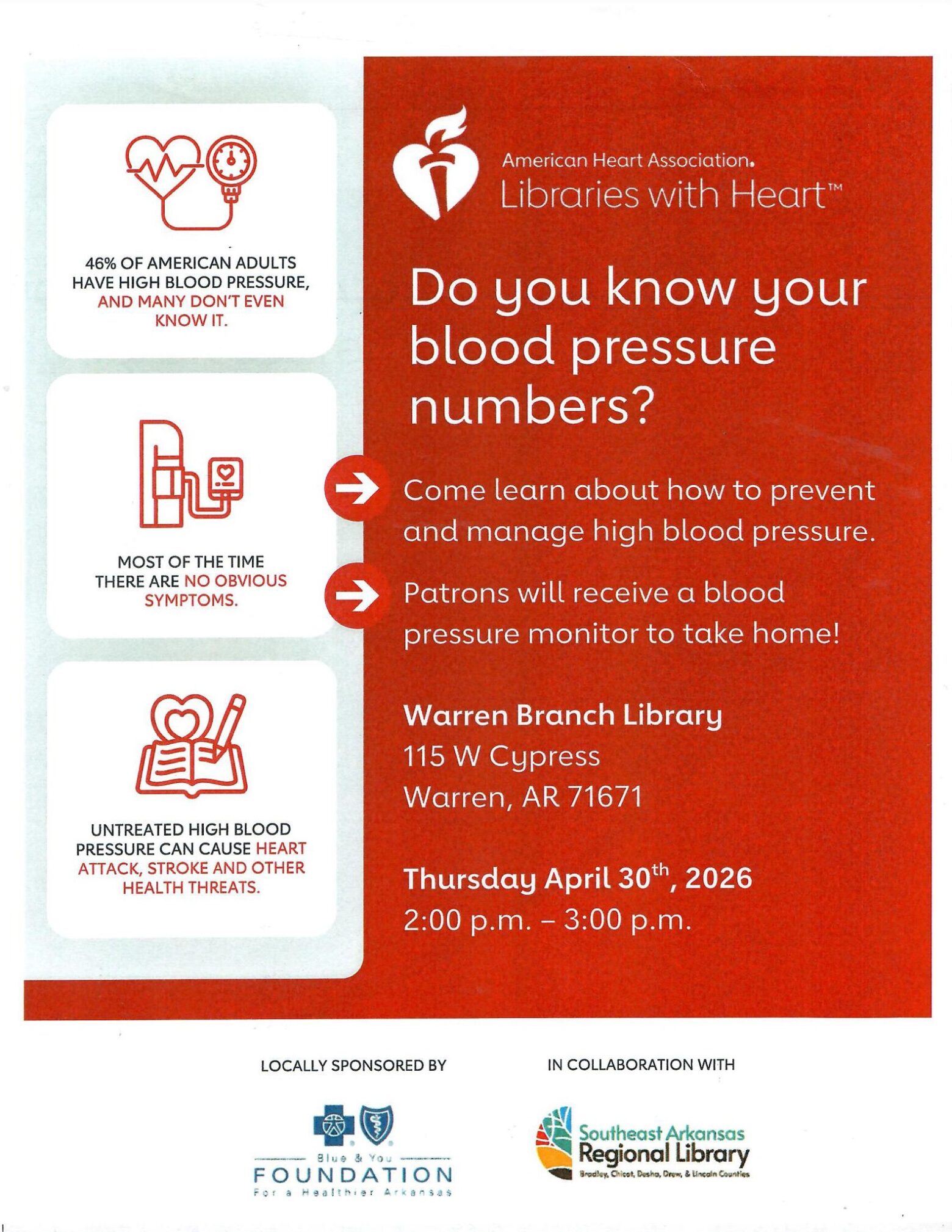 American Heart Association program to offer free blood pressure ...